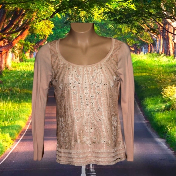 Boston Proper | Sweaters | Boston Proper Rose Gold Embellished Laced ...